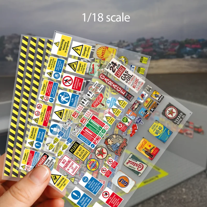 1/18 Garage Diorama Sticker Set – 133 Realistic DTF Decals
